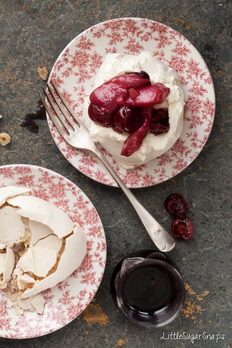Muscovado Meringue with Red Wine Poached Fruit - Little Sugar Snaps