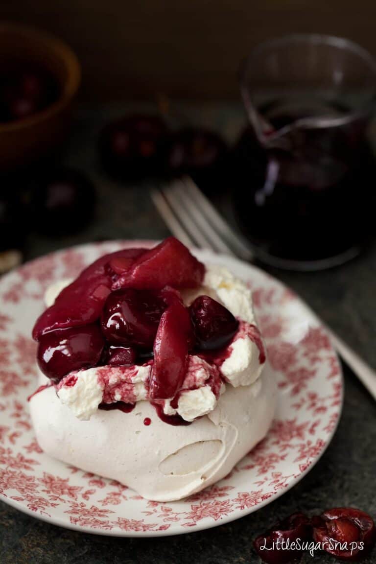 Muscovado Meringue with Red Wine Poached Fruit - Little Sugar Snaps