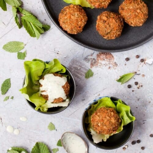 Mint Pea Falafel with a Mint Tahini Dressing - Little Sugar Snaps