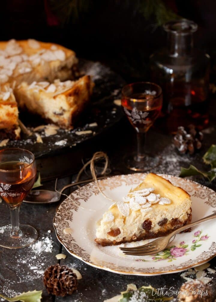 Italian Ricotta Cheesecake with Amaretto Soaked Raisins - Little Sugar ...