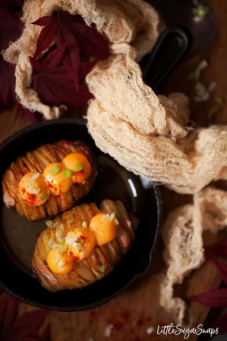 Cheesy Hasselback Potatoes with Bacon - Little Sugar Snaps