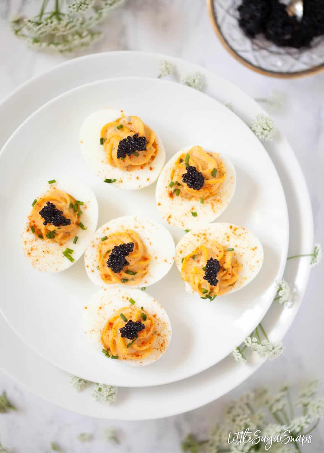 Devilled Eggs with Caviar - Little Sugar Snaps