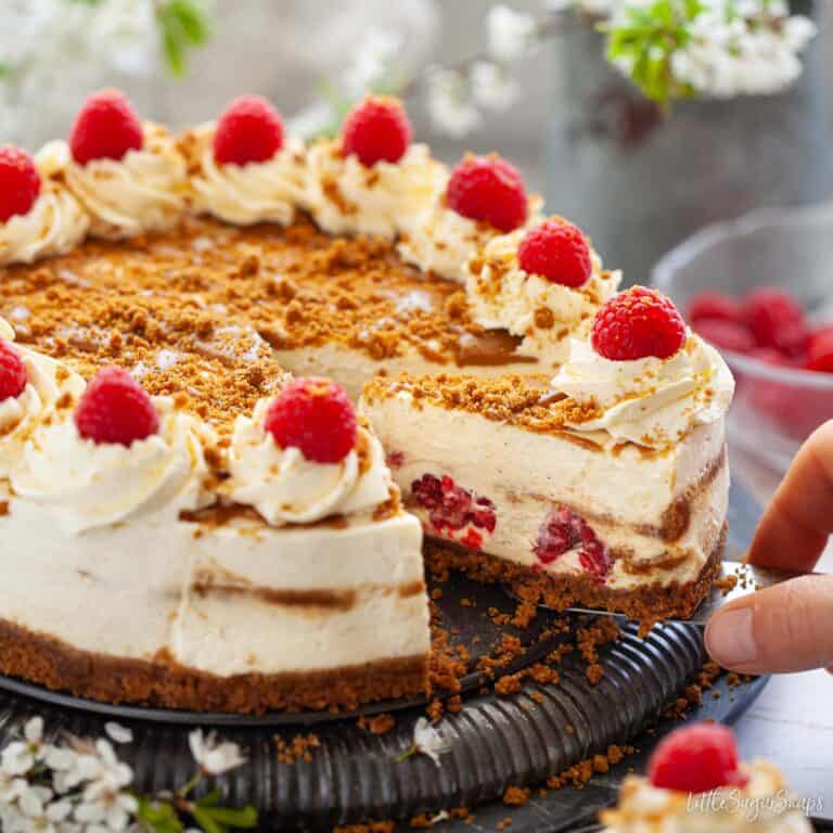 Italian Ricotta Cheesecake with Amaretto Soaked Raisins - Little Sugar ...