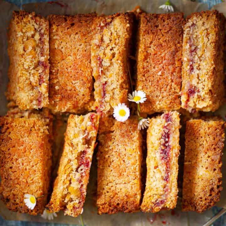 Cornflake Slices with Jam and Coconut - Little Sugar Snaps