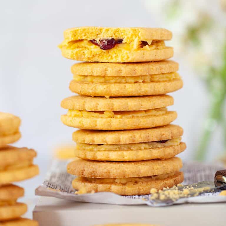Custard Creams Biscuits with a Jammie Centre - Little Sugar Snaps