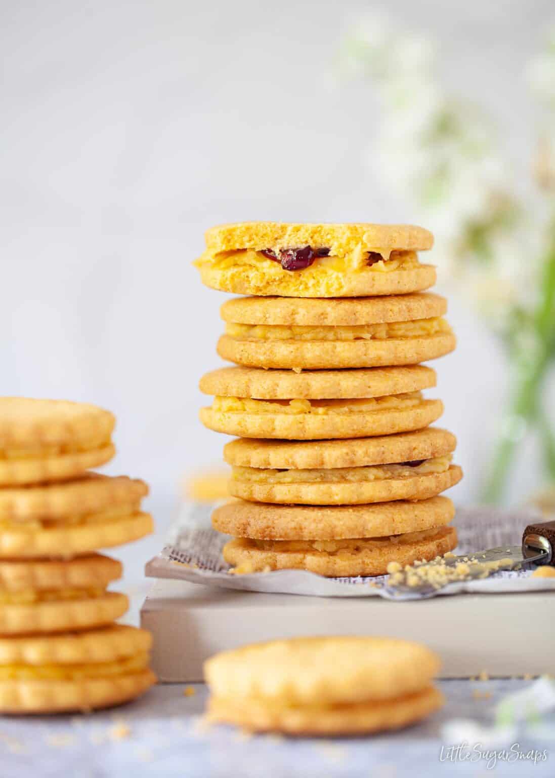 Custard Creams Biscuits with a Jammie Centre - Little Sugar Snaps