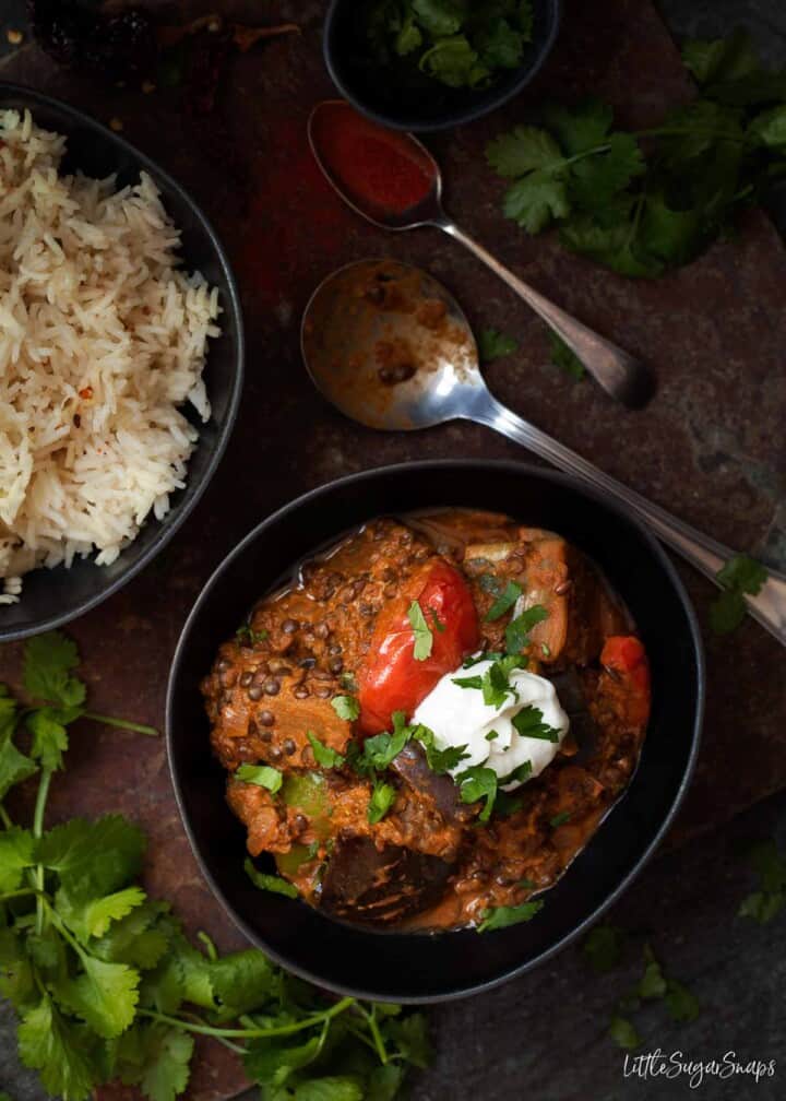 Vegetarian Rogan Josh with Black Lentils & Aubergine - Little Sugar Snaps